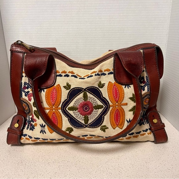 Fossil | Bags | Vintage Fossil Embroidered Satchel | Poshmark